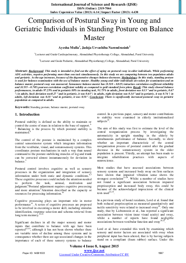 (PDF) Comparison of Postural Sway in Young and Geriatric Individuals in ...