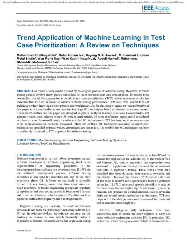 Pdf Machine Learning In Test Case Prioritization A Review
