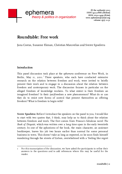 (PDF) Roundtable: Free work