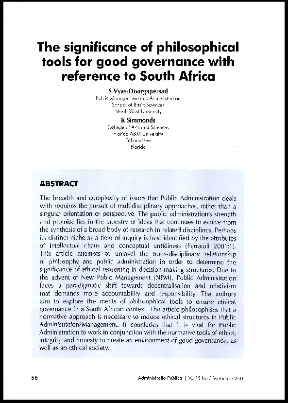 (PDF) Significance of philosophical tools for good governance, with ...