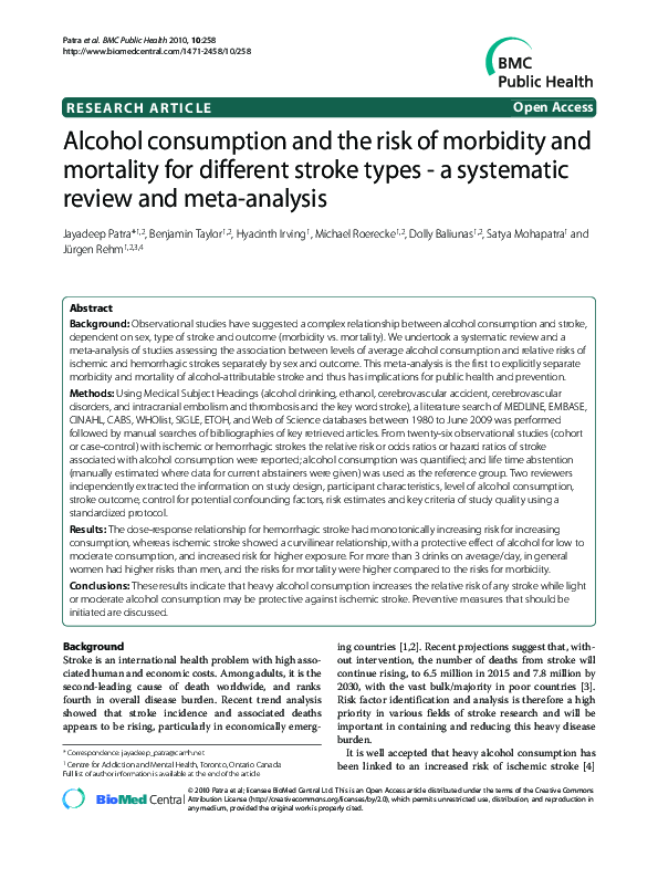 (PDF) Alcohol consumption and the risk of morbidity and mortality for ...