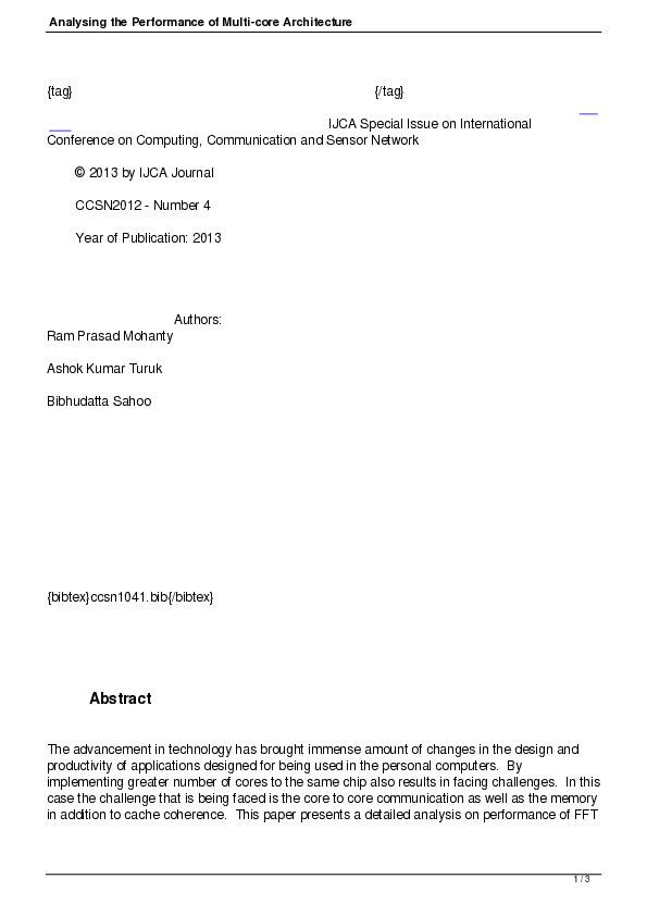 (PDF) Analysing the Performance of Multi-core Architecture