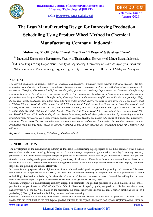 (PDF) The Lean Manufacturing Design for Improving Production Scheduling ...