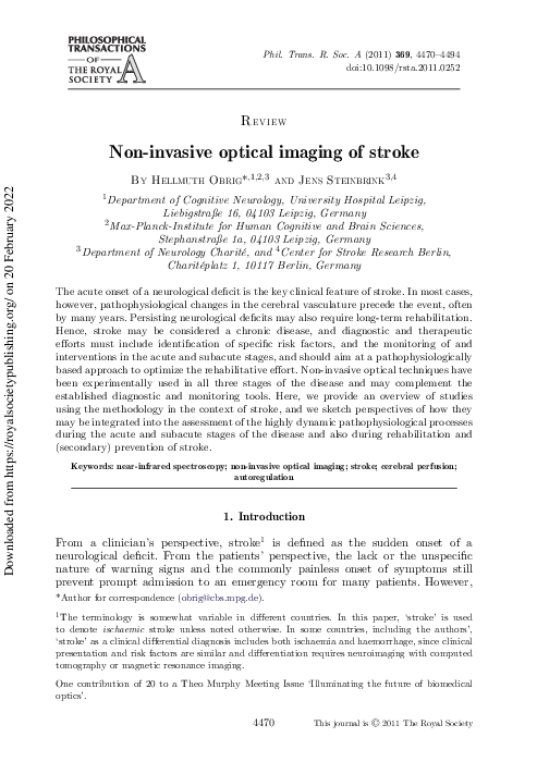 (PDF) Non-invasive optical imaging of stroke