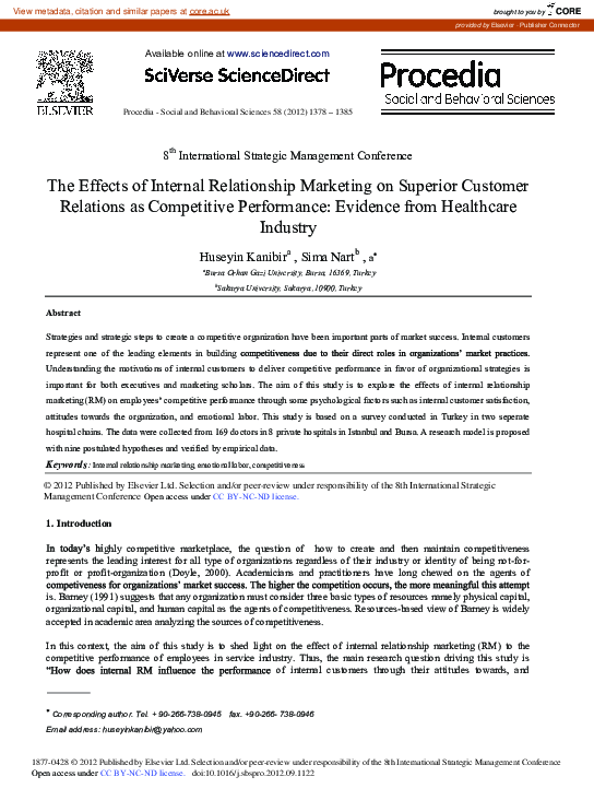 (PDF) The Effects of Internal Relationship Marketing on Superior ...