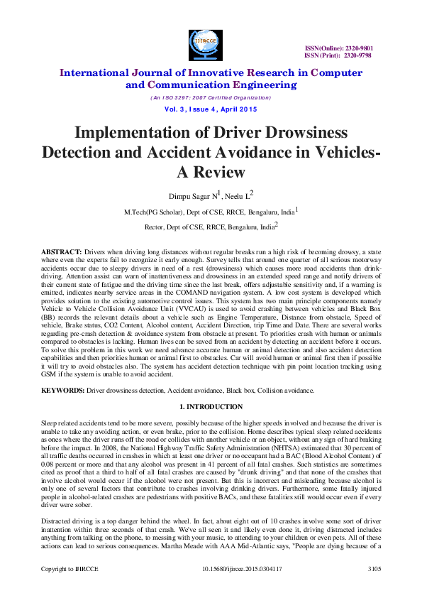 (PDF) Implementation of Driver DrowsinessDetection and Accident ...