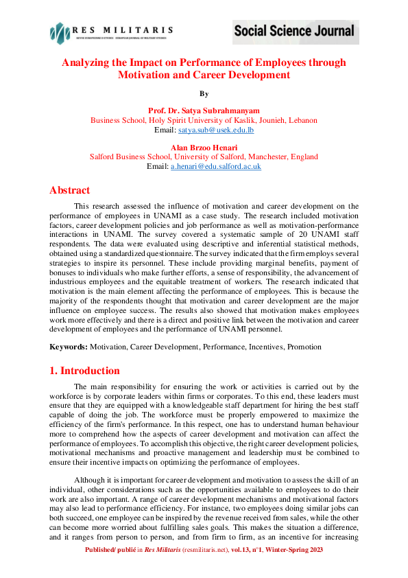 (PDF) Analyzing the Impact on Performance of Employees through ...