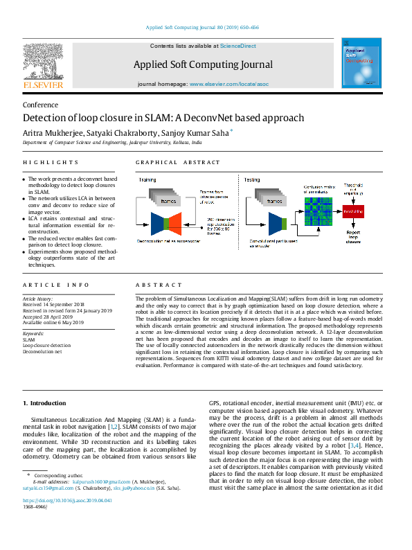 Pdf Detection Of Loop Closure In Slam A Deconvnet Based Approach