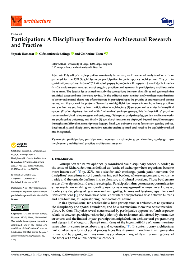 (PDF) Participation: A Disciplinary Border for Architectural Research ...