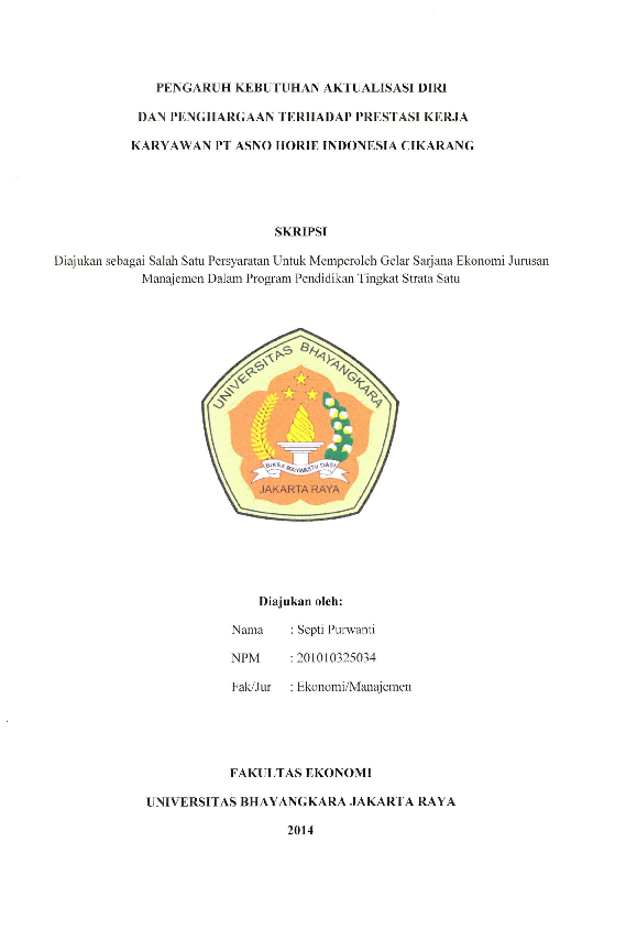 (PDF) Pengaruh Kebutuhan Aktualisasi Diri Dan Penghargaan Terhadap ...