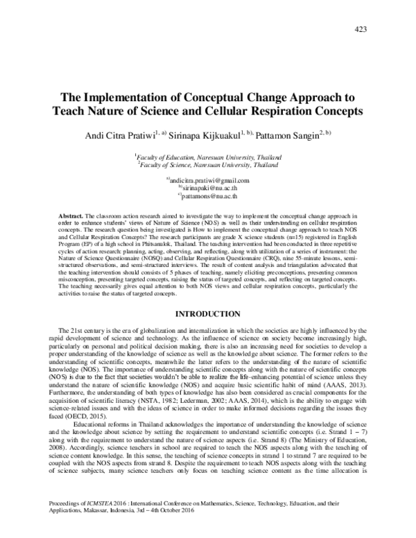 (PDF) The Implementation of Conceptual Change Approach to Teach Nature ...