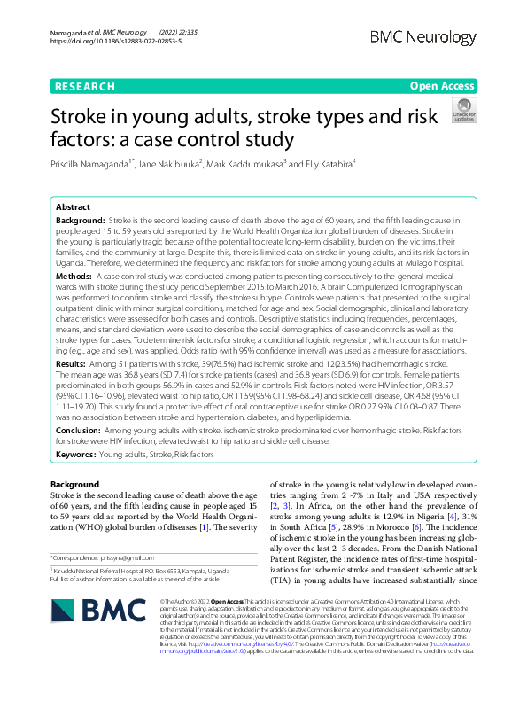 (PDF) Stroke in young adults, stroke types and risk factors: a case ...