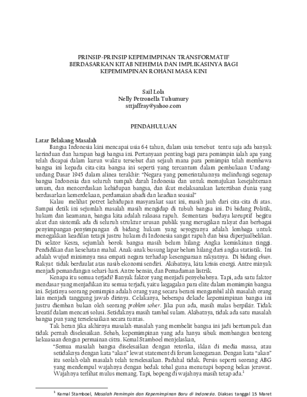 (PDF) Prinsip-Prinsip Kepemimpinan Transformatif Berdasarkan Kitab Nehemia dan Implikasinya Bagi ...