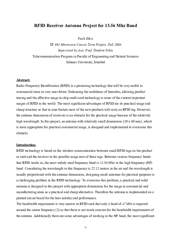 (PDF) RFID Receiver Antenna Project for 13 . 56 Mhz Band