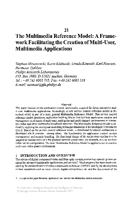 (PDF) The Multimedia Reference Model: A Framework Facilitating the Creation of Multi-User ...