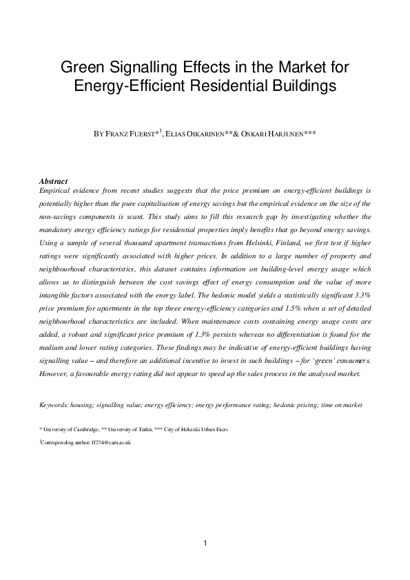 (PDF) Green signalling effects in the market for energy-efficient ...