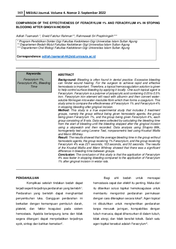 (PDF) Comparison of the Effectiveness of Feracrylum 1% and Feracrylum 4 ...