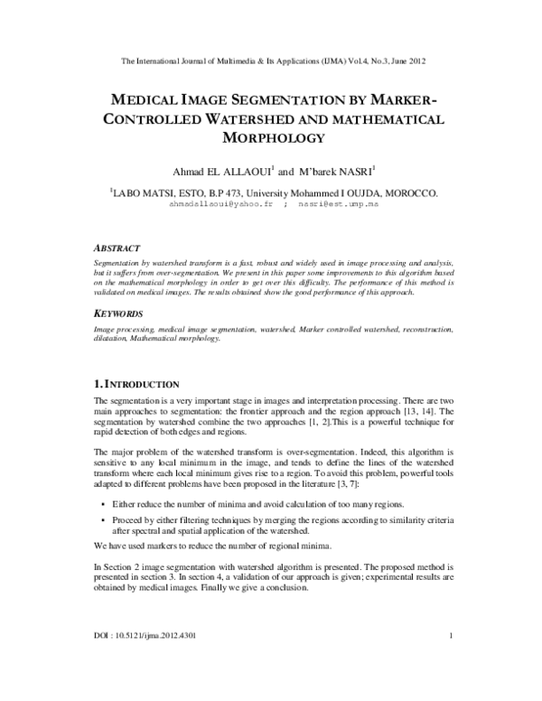 Pdf Medical Image Segmentation By Marker