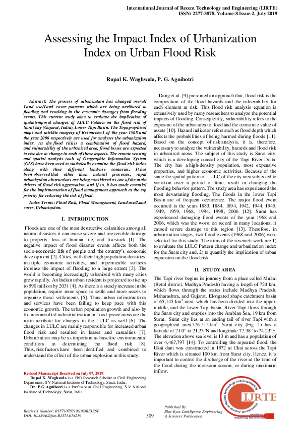 (PDF) Assessing the Impact Index of Urbanization Index on Urban Flood Risk