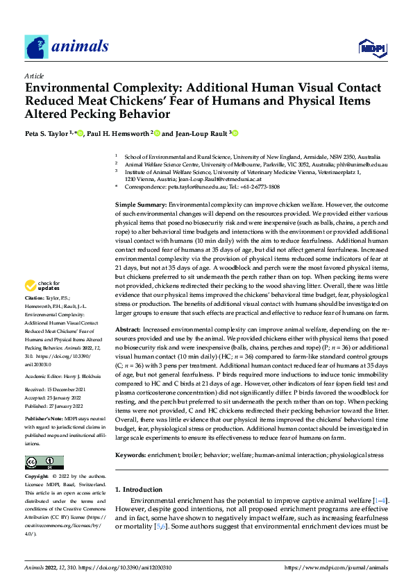 (PDF) Environmental Complexity: Additional Human Visual Contact Reduced ...