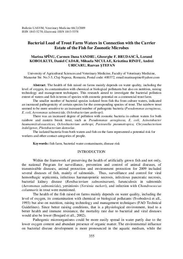 (PDF) Bacterial Load of Trout Farm Waters in Connection with the ...