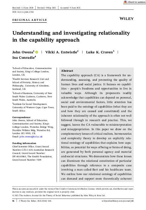 (PDF) Understanding and investigating relationality in the capability ...
