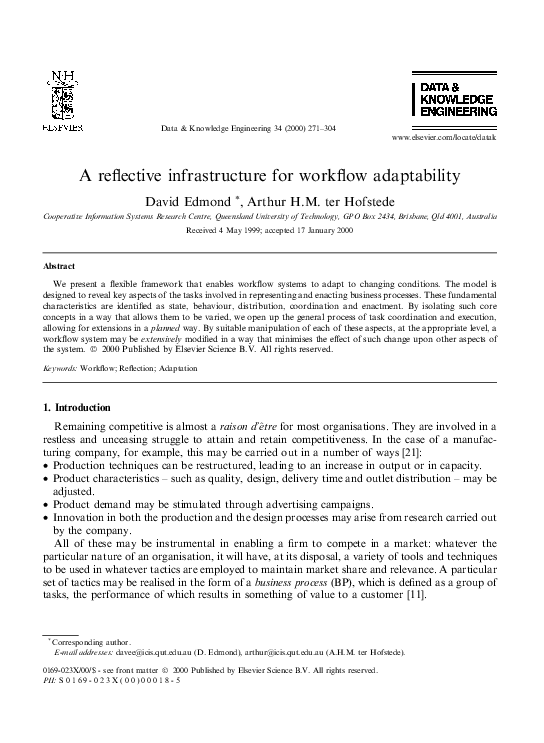 (PDF) A reflective infrastructure for workflow adaptability