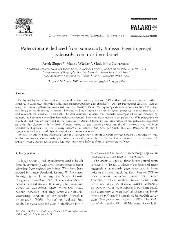 (PDF) Paleoclimate deduced from some early Jurassic basalt-derived ...