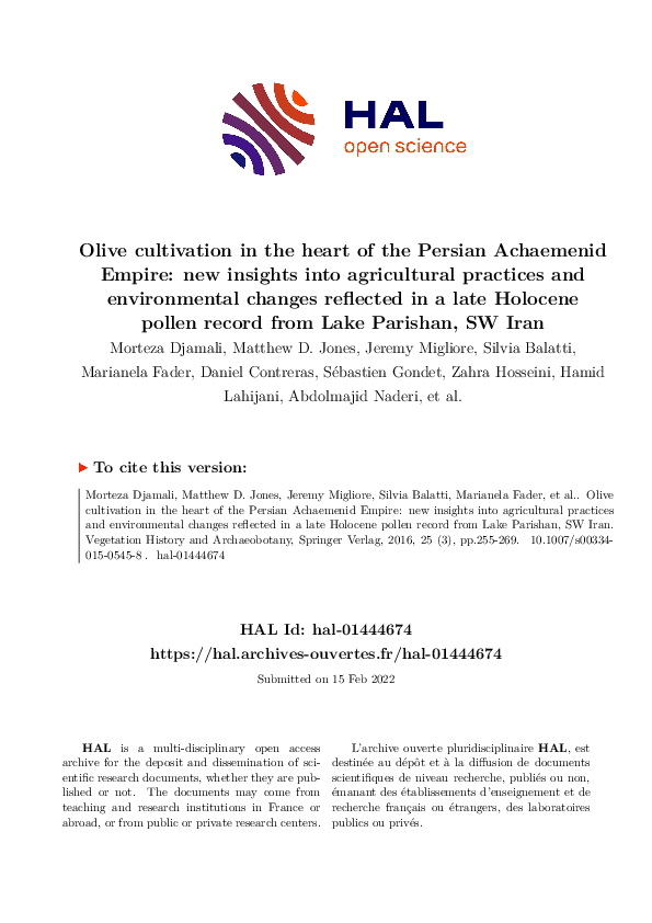 (PDF) Olive cultivation in the heart of the Persian Achaemenid Empire ...