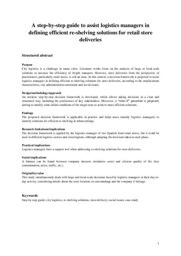 (PDF) A step-by-step guide to assist logistics managers in defining ...