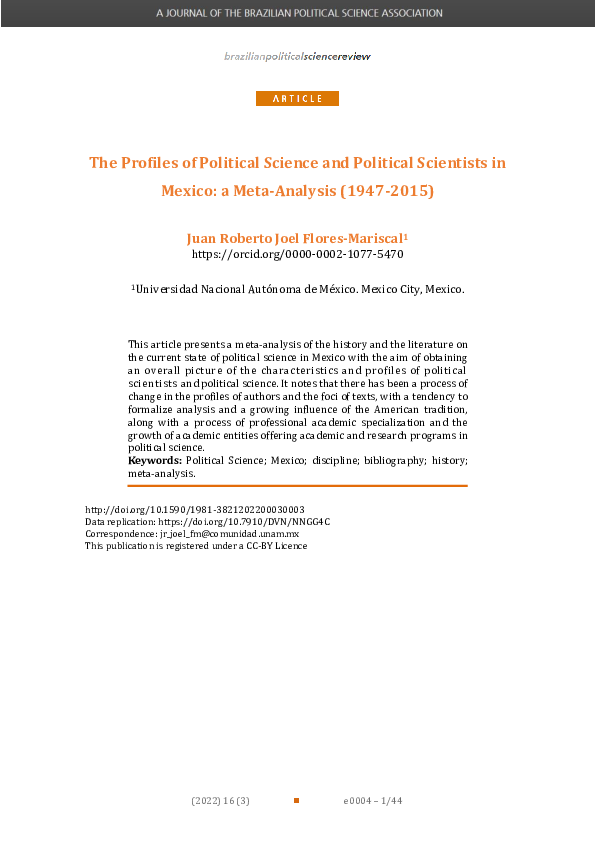 (PDF) The Profiles of Political Science and Political Scientists in ...