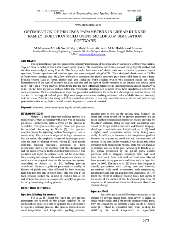 (PDF) OPTIMISATION OF PROCESS PARAMETERS IN LINEAR RUNNER FAMILY ...