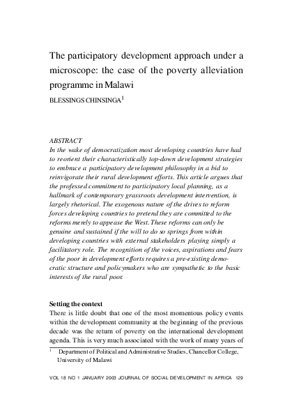 (PDF) The participatory development approach under a microscope: the ...