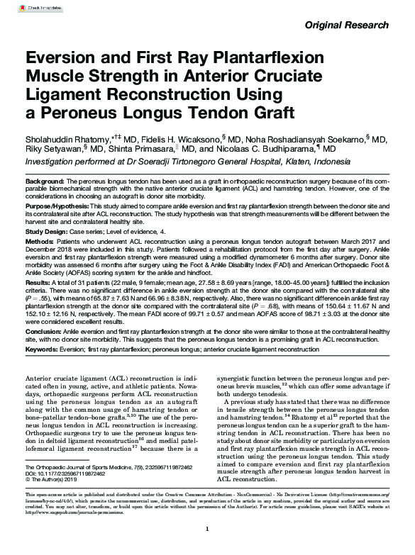 (PDF) Eversion and First Ray Plantarflexion Muscle Strength in Anterior Cruciate Ligament ...