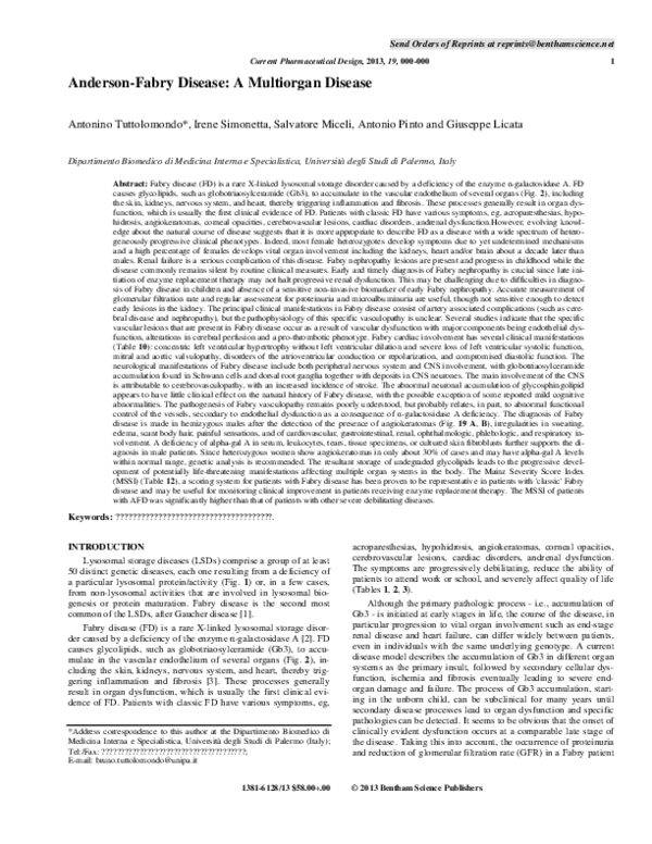 (PDF) Anderson-Fabry Disease: A Multiorgan Disease