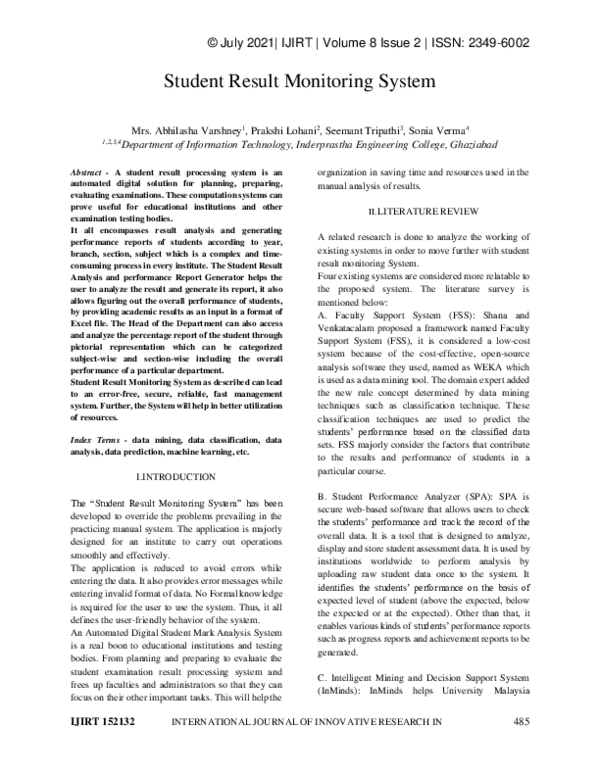 (PDF) Student Result Monitoring System