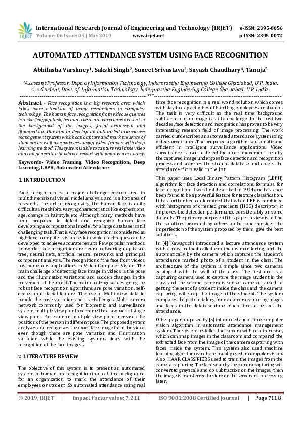 (PDF) Automated Attendance System Using Face Recognition Technique (PDF) Automated Attendance System Using Face Recognition Technique