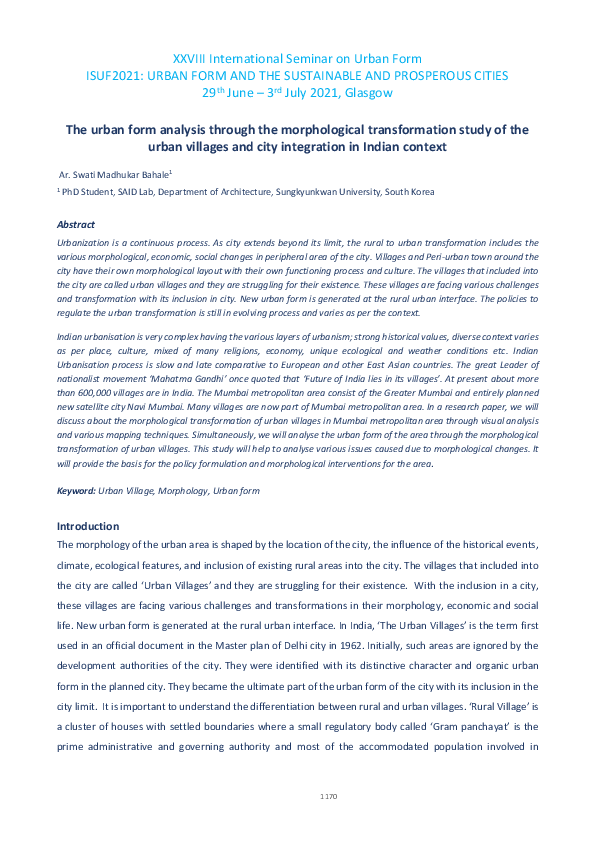 (PDF) The urban form analysis through the morphological transformation study of the urban ...