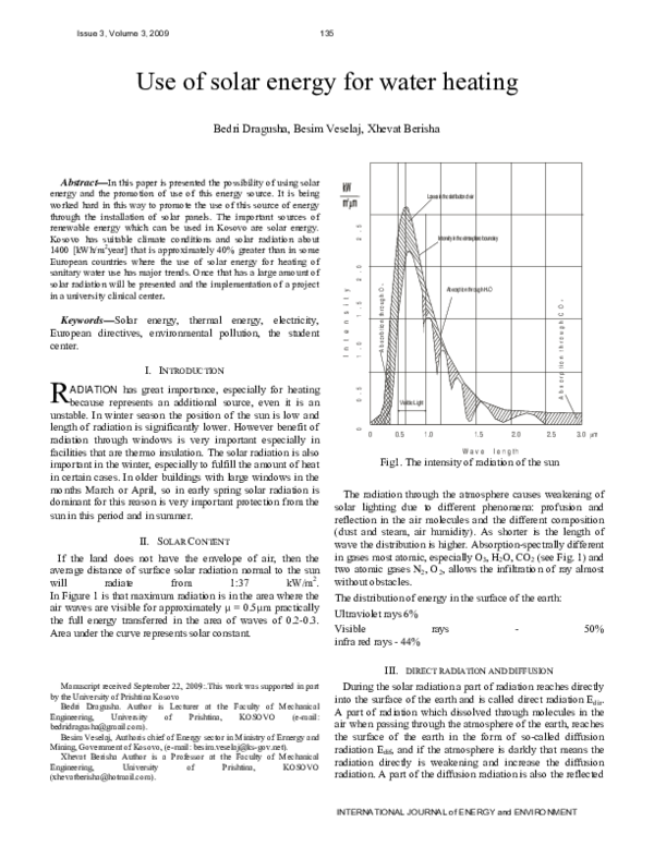 (PDF) Use of solar energy for water heating INTERNATIONAL JOURNAL of ...