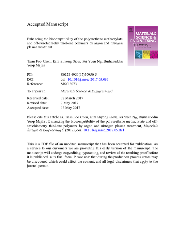 (PDF) Enhancing the biocompatibility of the polyurethane methacrylate ...