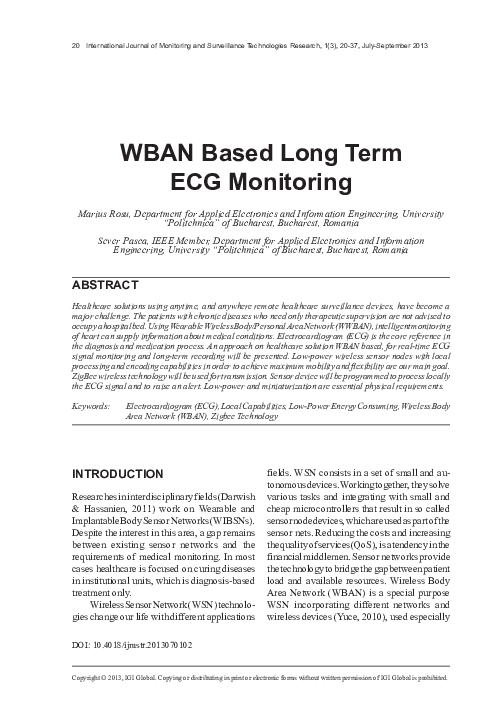 (PDF) WBAN Based Long Term ECG Monitoring