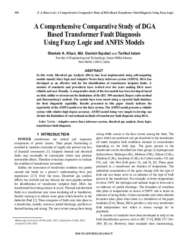 (PDF) A comprehensive comparative study of DGA based transformer fault diagnosis using fuzzy ...