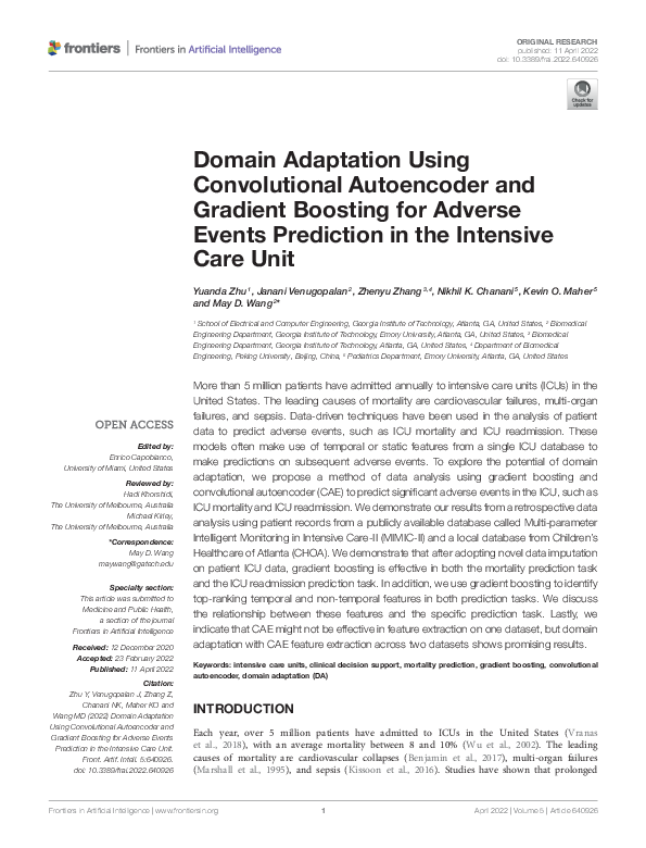 Pdf Domain Adaptation Using Convolutional Autoencoder And Gradient Boosting For Adverse Events
