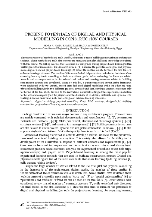 (PDF) Probing Potentials of Digital and Physical Modelling in ...