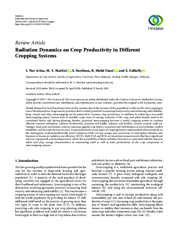 (PDF) Radiation Dynamics on Crop Productivity in Different Cropping Systems