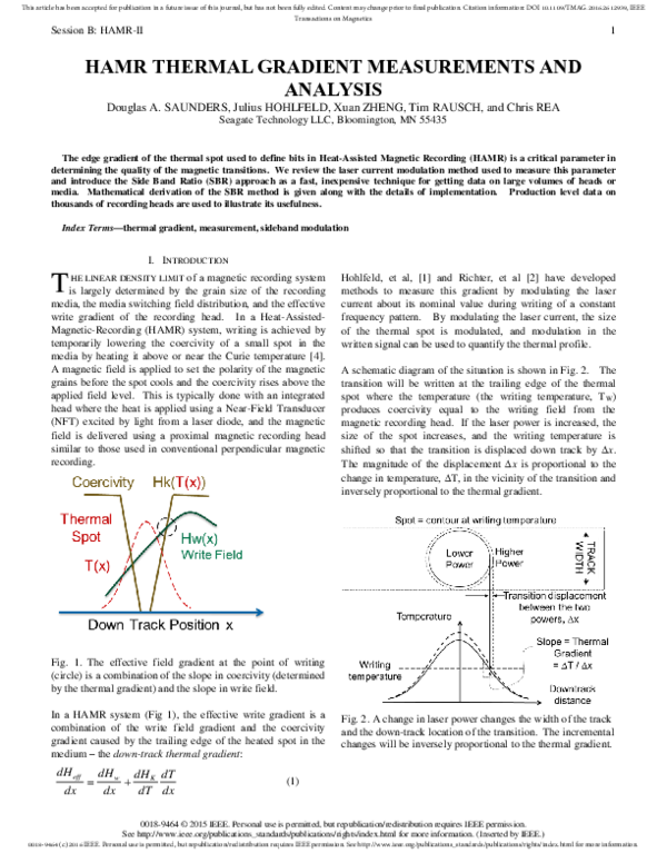 (PDF) HAMR Thermal Gradient Measurements and Analysis