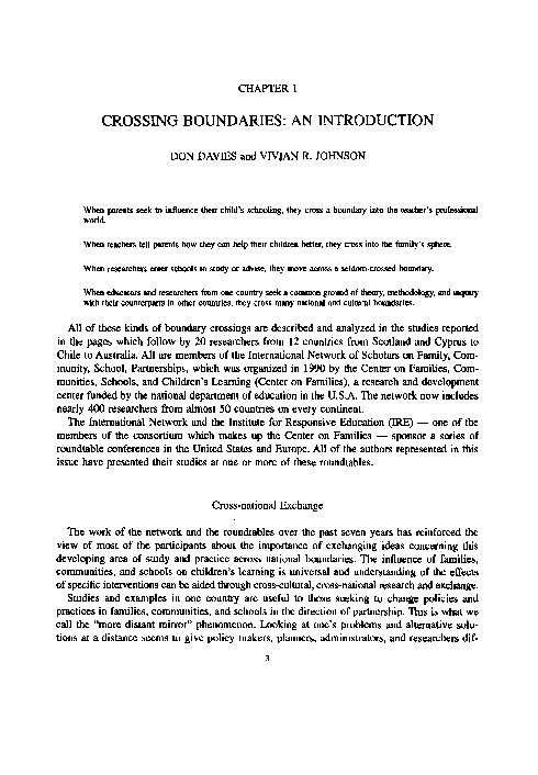 (PDF) Crossing boundaries: An introduction