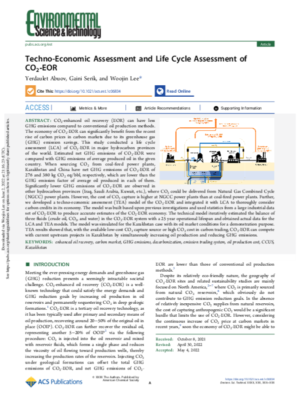 (PDF) Techno-Economic Assessment and Life Cycle Assessment of CO2-EOR