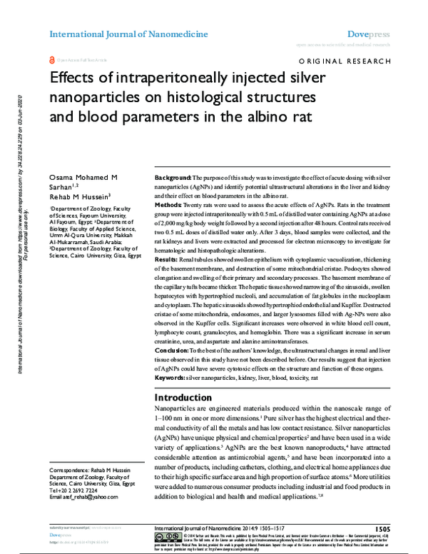(PDF) Effects of intraperitoneally injected silver nanoparticles on ...