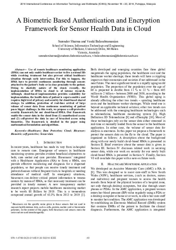 Pdf A Biometric Based Authentication And Encryption Framework For